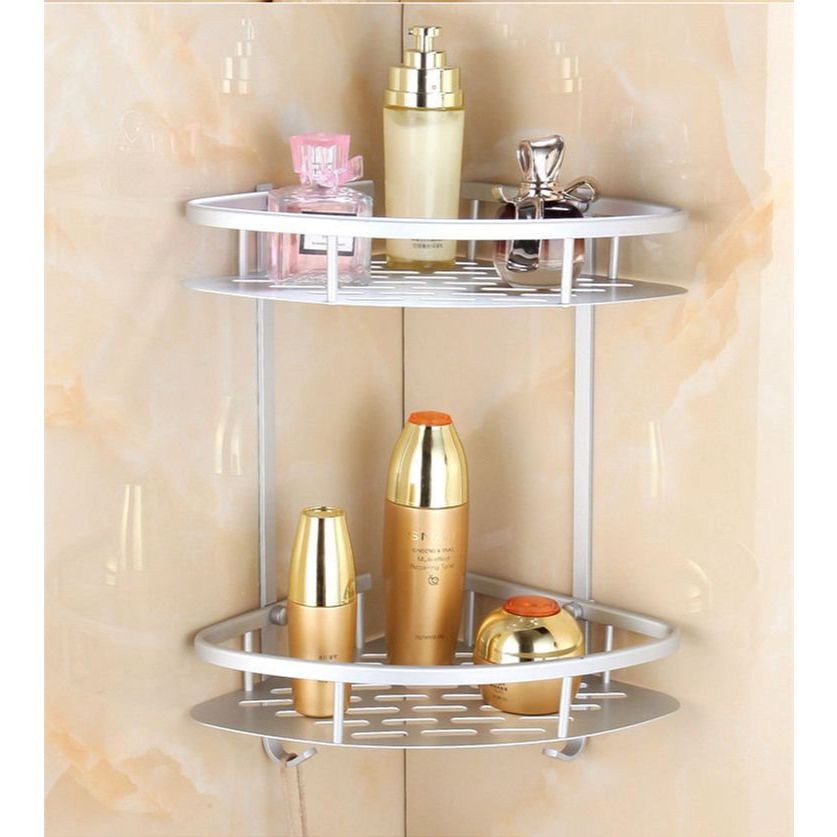 SLY 2 Layers Bathroom Corner Shelf Wall-Mounted Bathroom Rack Wall ...