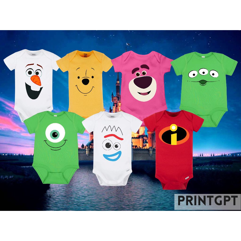 [BABY ONESIE] DISNEY THEME | FROZEN TOY STORY POOH LOTSO INCREDIBLES ...