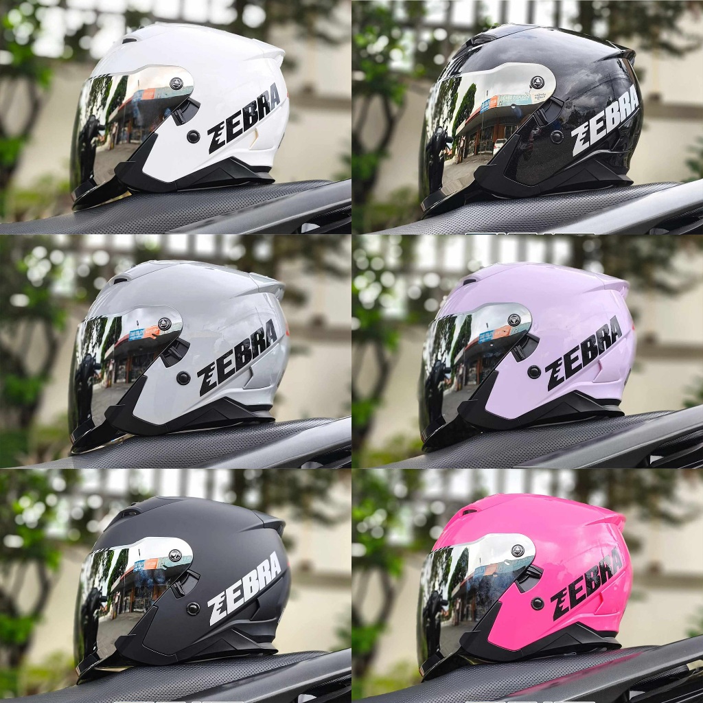 ZEBRA YM-902 PLAIN - HALF FACE - DUAL VISOR - FREE LENS | Shopee ...