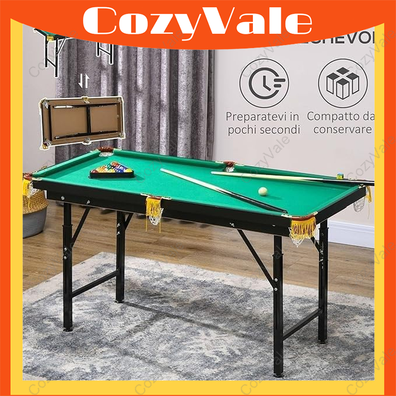 CozyVale Mini Wooden Pool Table Adjustable Compact Billiard Game ...