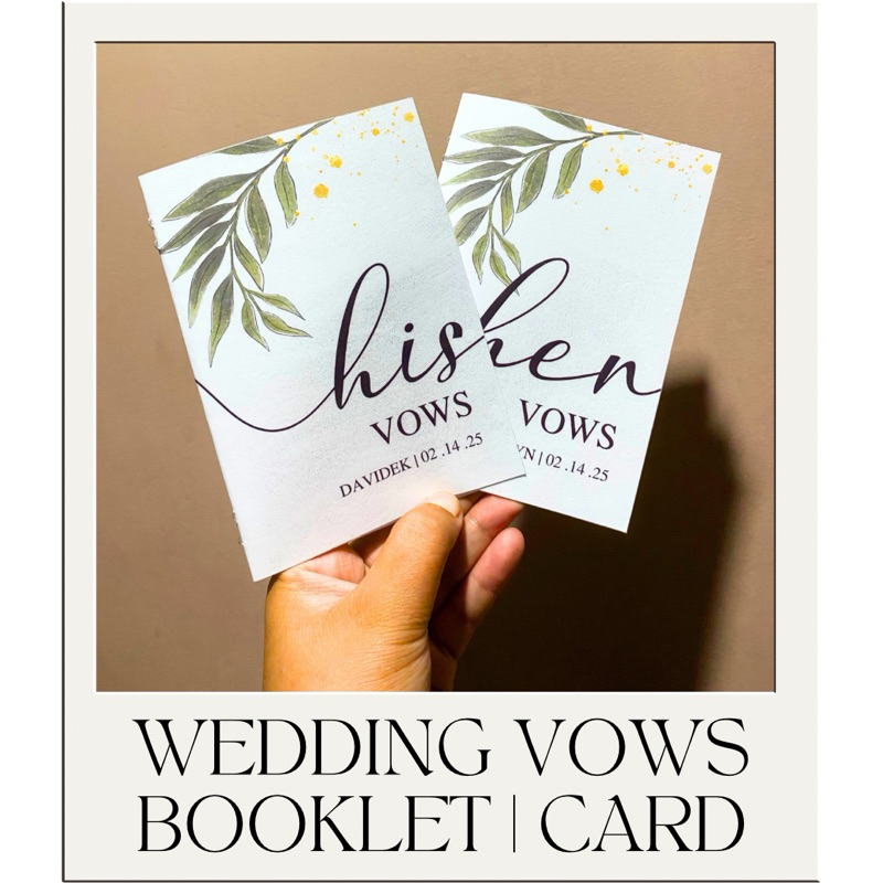 Wedding Vows Booklet Card | His and Her Wedding Vows | Personalize and ...