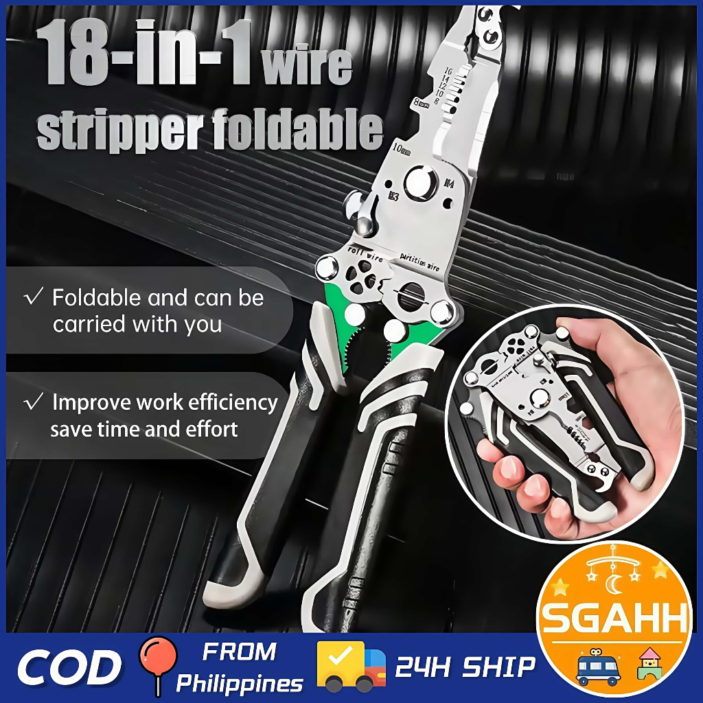 18 in 1 Foldable Wire Stripper Electrical Pliers for Cable Stripper ...
