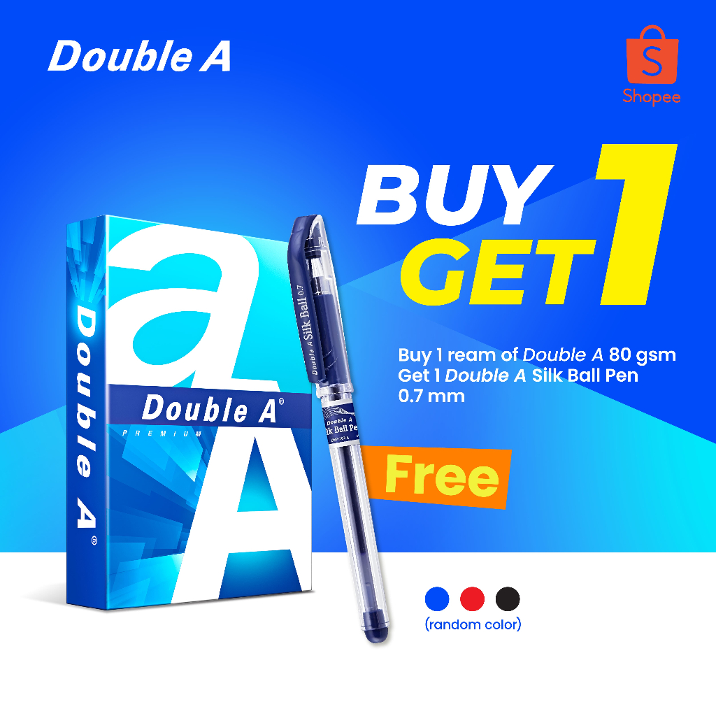 Double A Bond Paper A4 80 GSM 500 Sheets per ream FREE DA Silk Ballpen ...