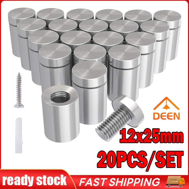 20Pcs 12x25mm Glass Stainless Steel Standoff Bolt Standoff Screws for ...