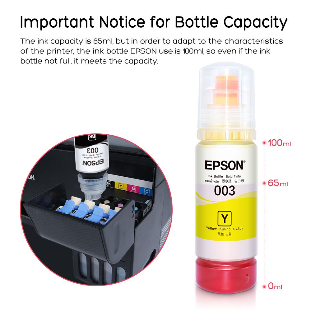 100% Original Epson 003 Ink 65ml Genuine Refill Ink L3210/L1110/L3110 ...