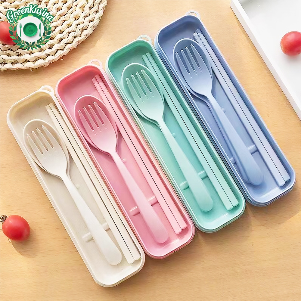 3 In 1 Spoon Fork & Chopstick Set With Organizer Box Cutlery Set Simple ...