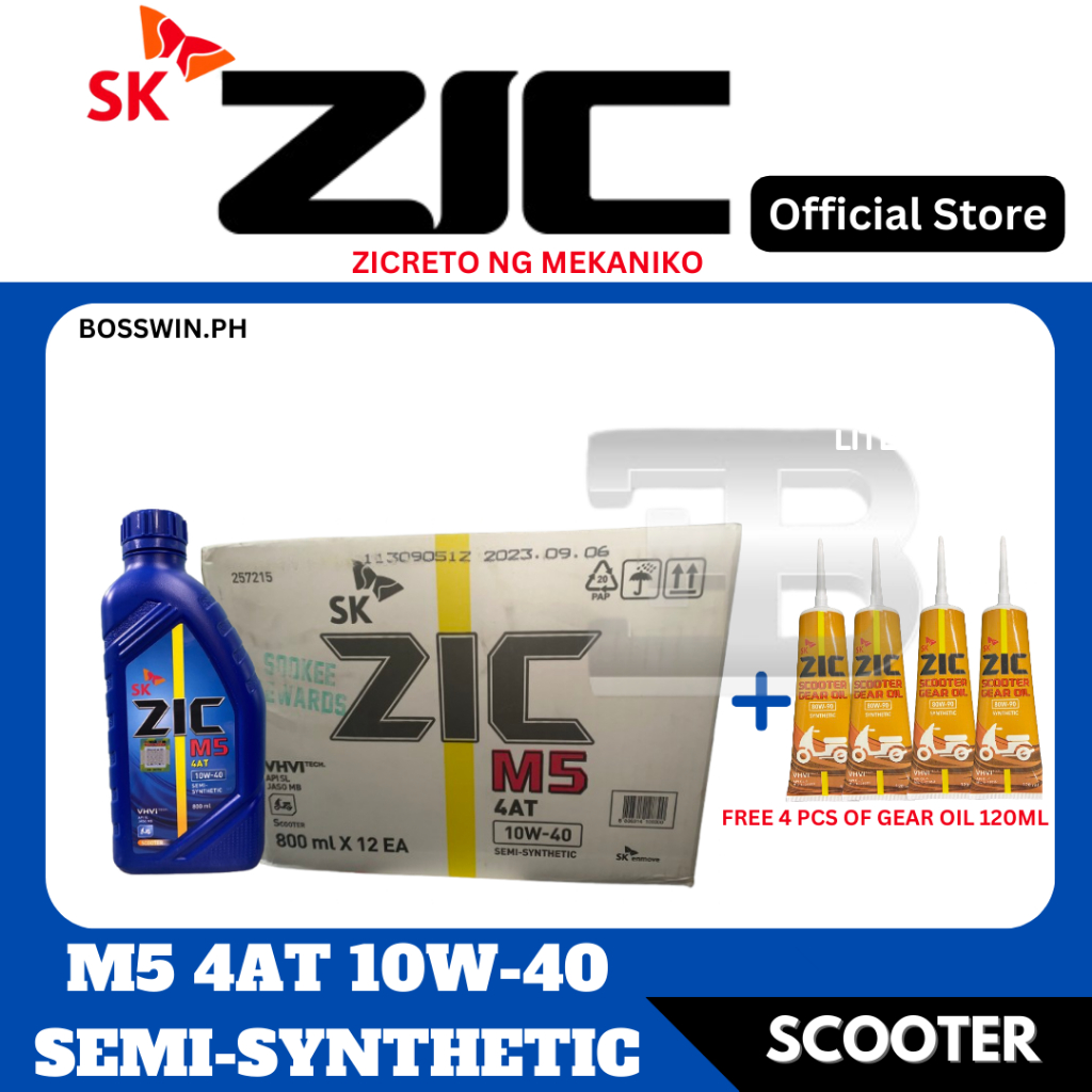 SK ZIC M5 4AT 10W-40 Semi-Synthetic 800ml for SCOOTER (1 BOX WITH FREE ...