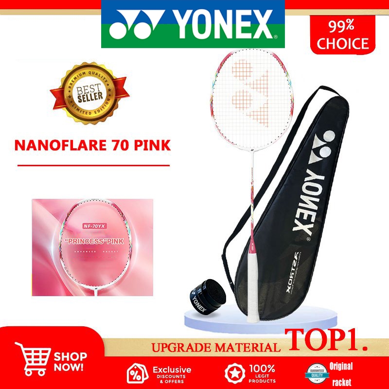 YONEX NANOFLARE 70 Badminton Racket Original Racket Full Carbon Single 4U 26-30Lbs 83g Made In ...
