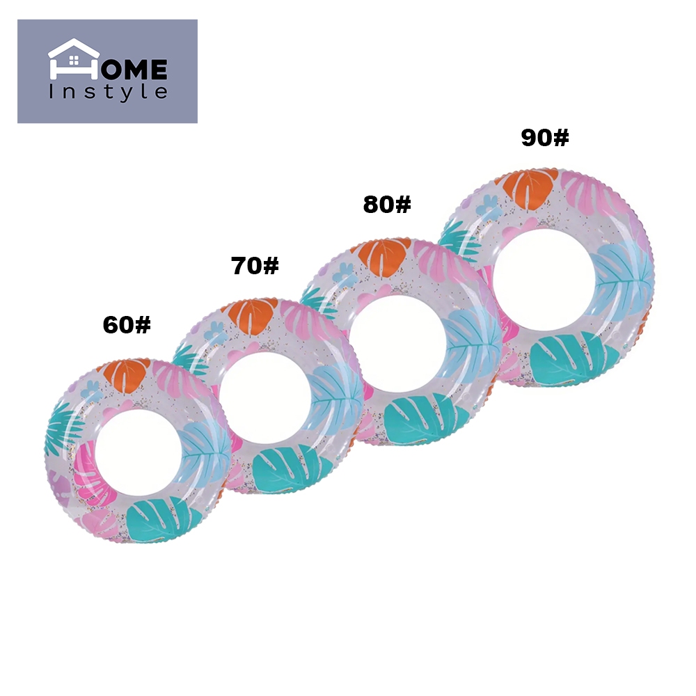 Kids Adult Transparent Swim Ring Inflatable Air Chamber Water Tube Pool ...
