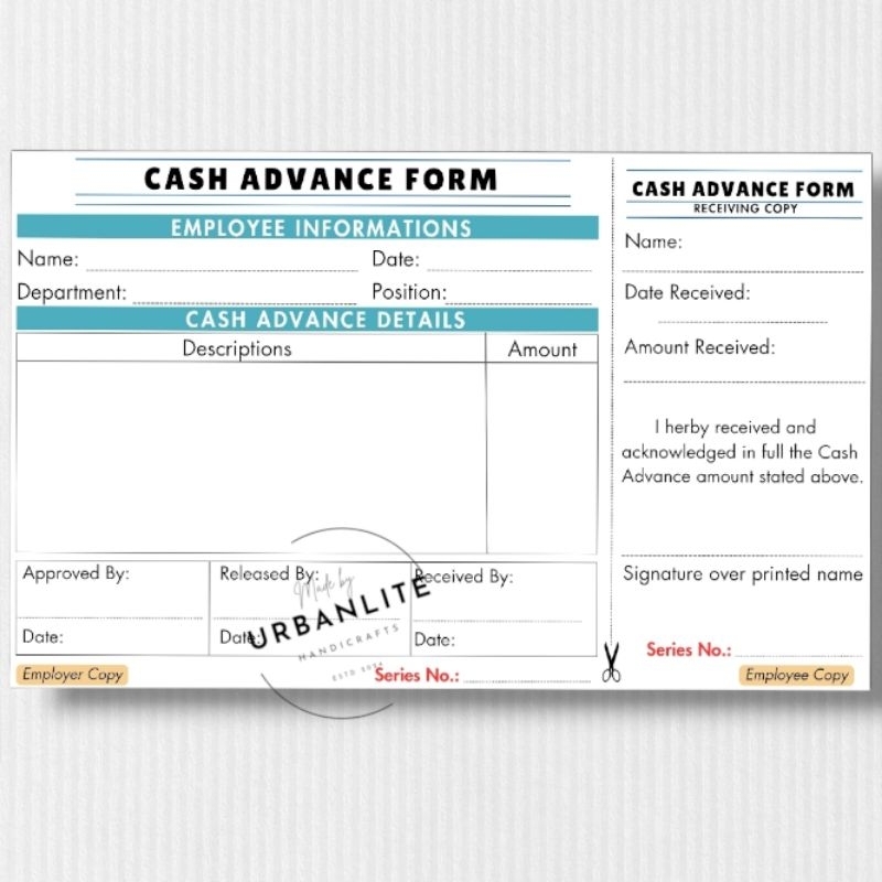 CASH ADVANCE FORM SLIP VOUCHER PAD / VALE FORM SLIP 50SHEETS | Shopee ...