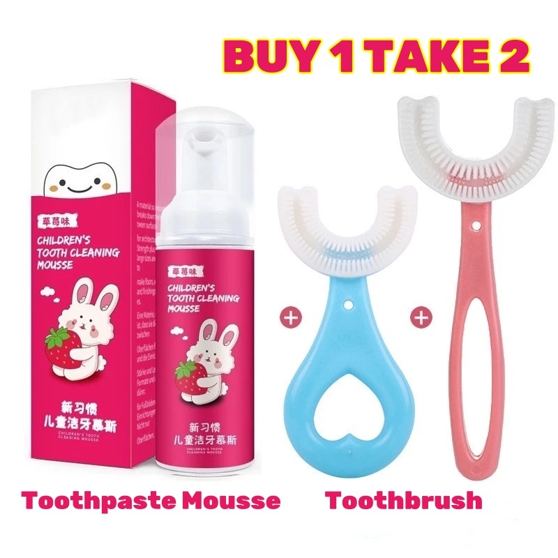 【BUY 1 TAKE 2】Baby Toothbrush U-Shape Toothbrush Kids Mousse Foam ...