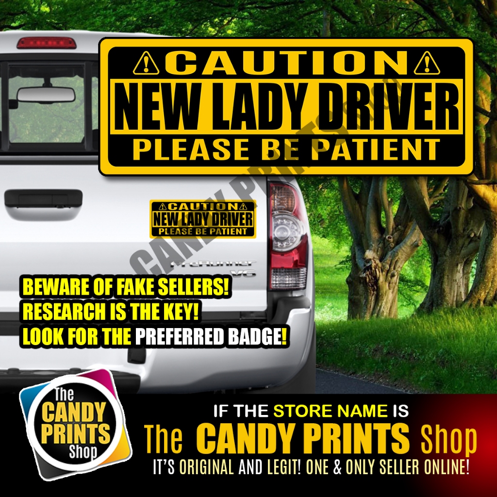 Magnetic Car Sticker - New Lady Driver (11 x 4) Waterproof, Smudgeproof ...