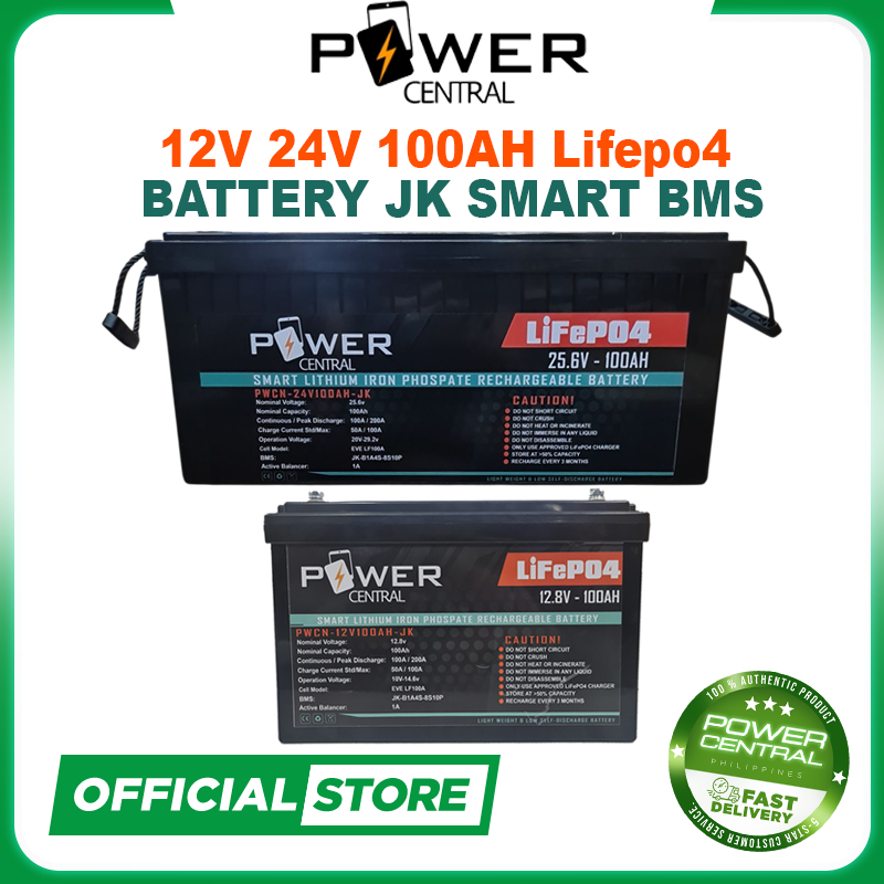 Power Central 12V 24V 100ah Lifepo4 Battery EVE LF100LA JK Smart BMS ...