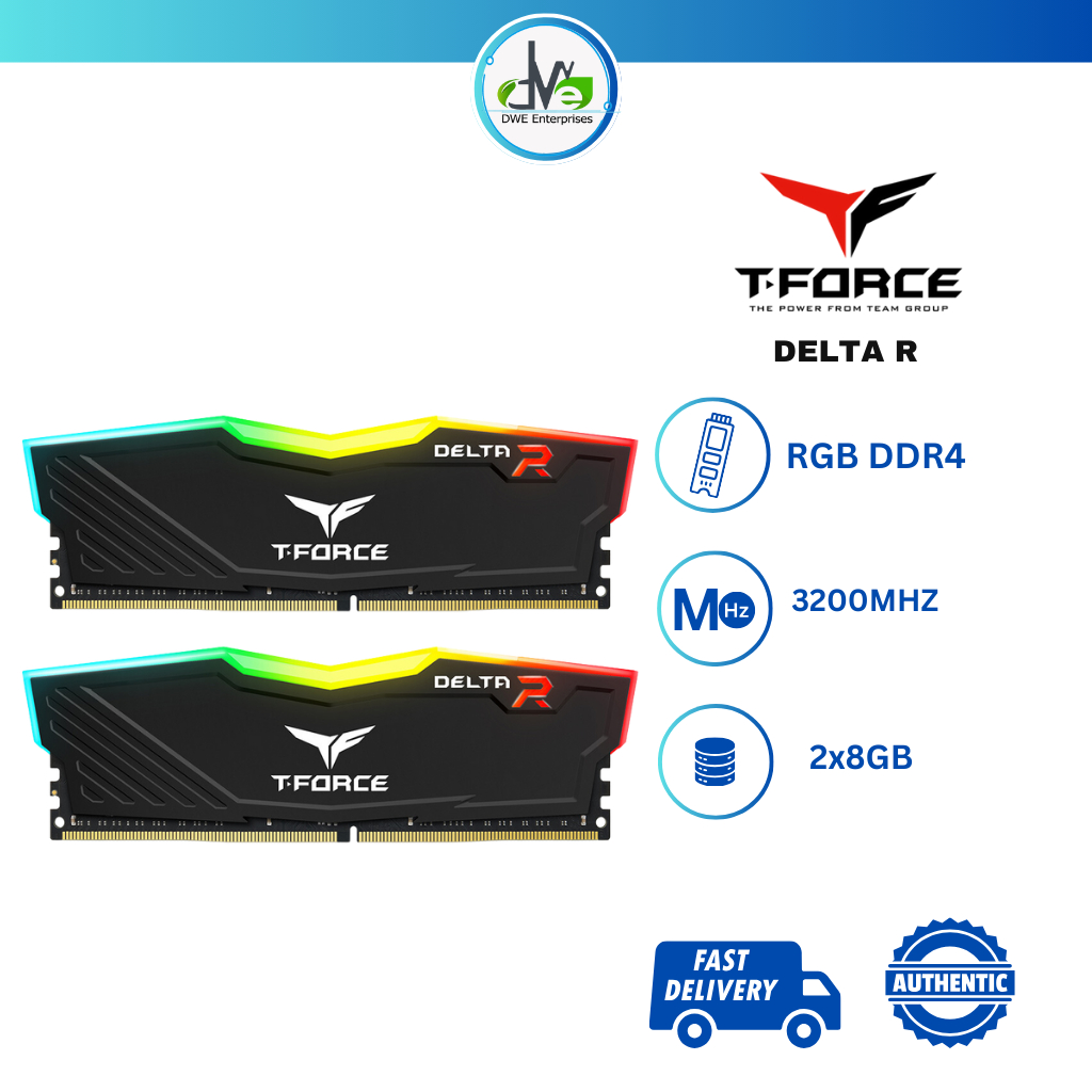 TEAMGROUP DELTA RGB 2X8GB DDR4 DESKTOP MEMORY BLACK | Shopee Philippines