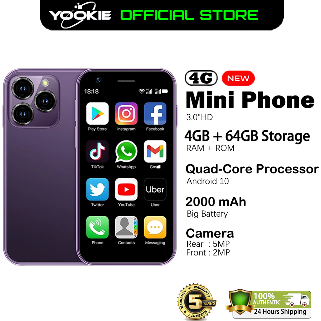 XS16 Mini Smart phone 3 inch 4GB+64GB 4G LTE Mobile Phone Android 10.0 ...