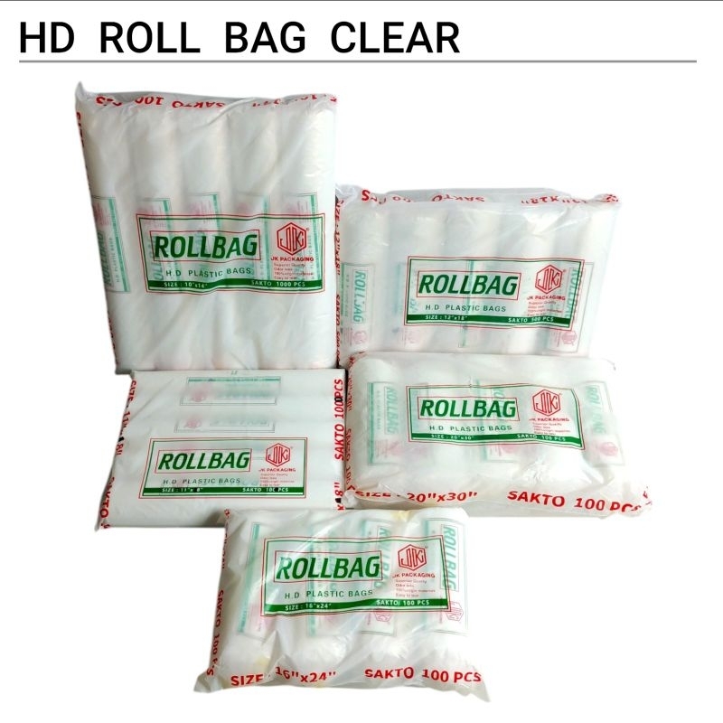 5 Rolls Durable HD Plastic Roll Bags for Laundry, Food Packaging and ...