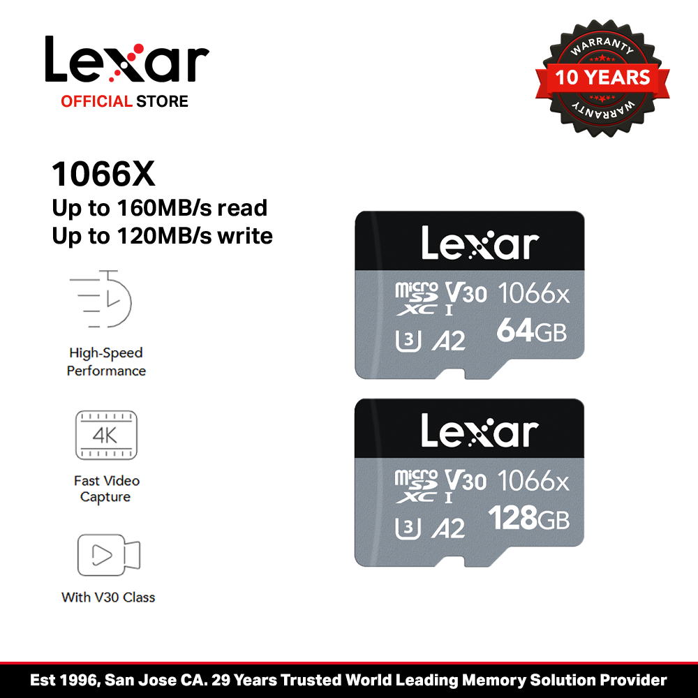Lexar Professional 1066x 64GB/128GB Silver MicroSDXC UHS-I Micro SD ...
