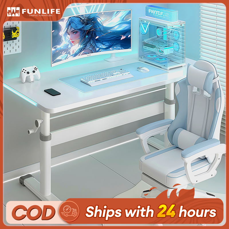 [Adjustable Hight] Hand-cranked Adjustable Table Ergonomic Study Desk ...