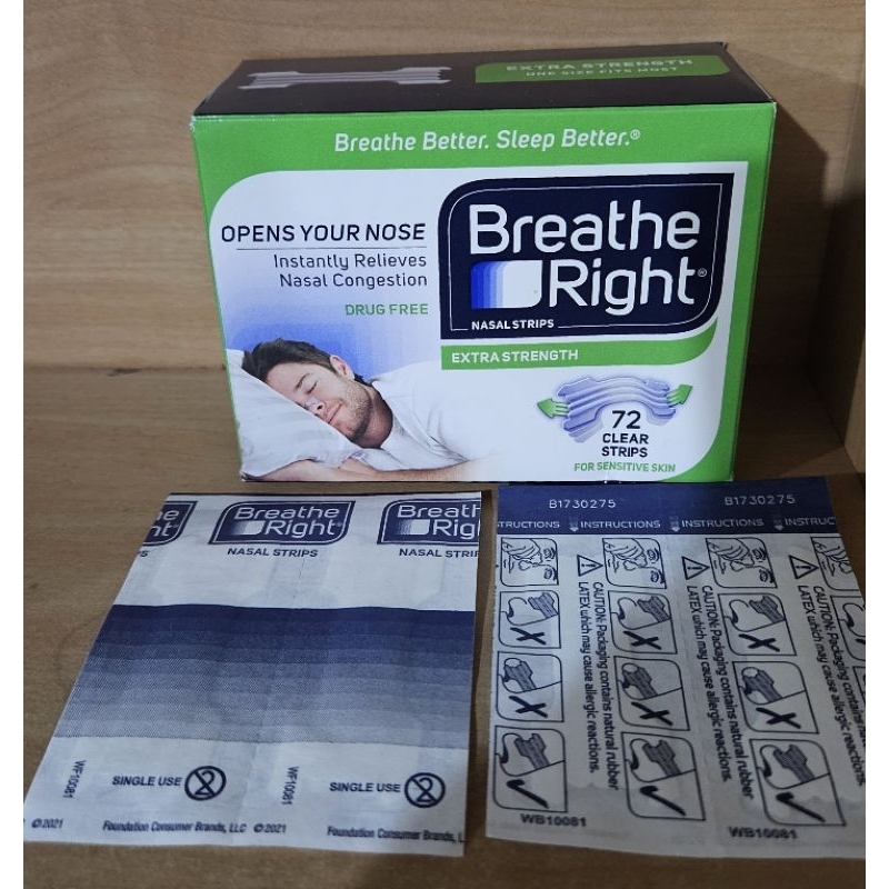 Breathe Right Nasal Strips Extra Strength. 5 Clear Strips for Sensitive ...