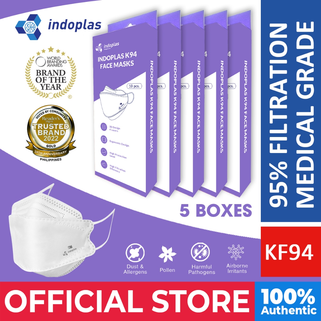 Indoplas KF94 Disposable Face Mask FDA Registered - 5 Boxes (50 pcs ...