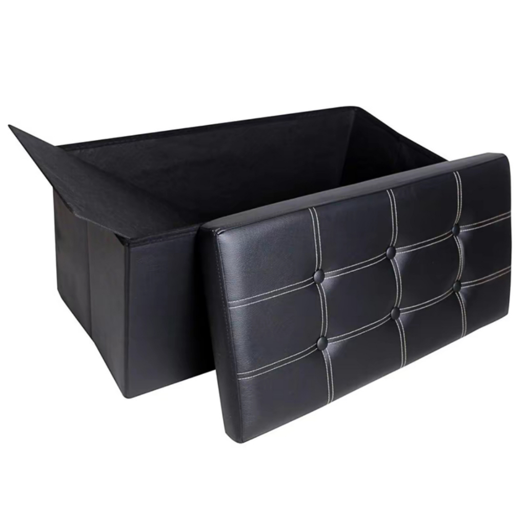Multfunctional Foldable Ottoman Storage Foot Stoo Naterproof Leather ...