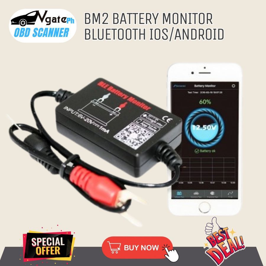 VAGTEPH Real-time Battery Monitor BM2 Bluetooth 4.0 Device Car 12V ...