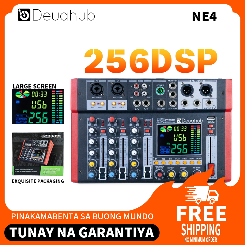 Deuahub NE4 Propesyonal na audio mixer amplifier 4 channel PC/Bluetooth ...