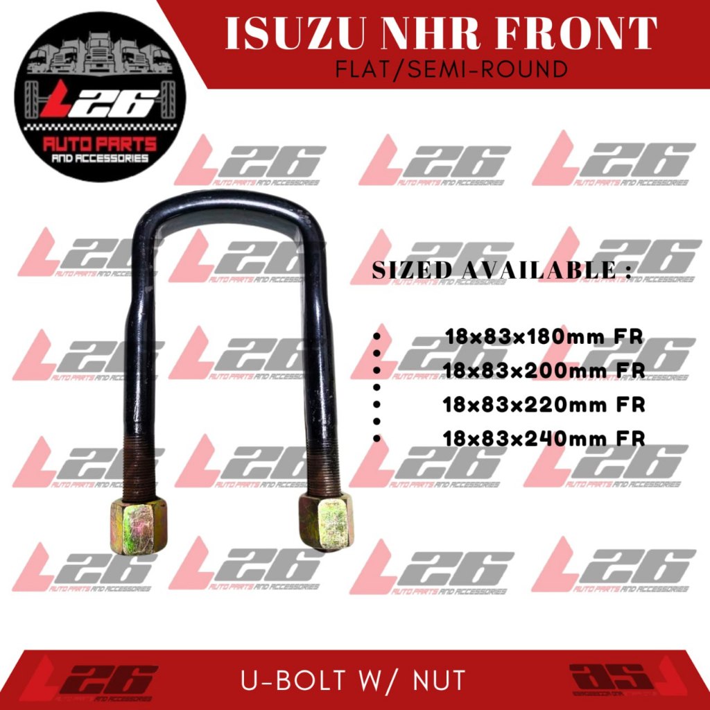 Flat Semi-Round for Isuzu NHR Front U-bolt with nut (Thick 18mm/ width ...