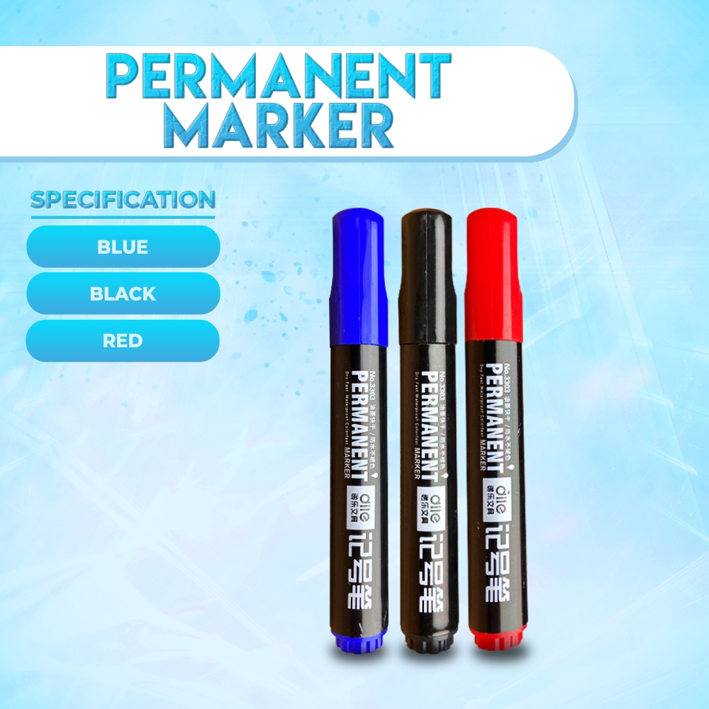 Waterproof Quick-dry Permanent Marker (Black / Blue / Red) | Shopee ...