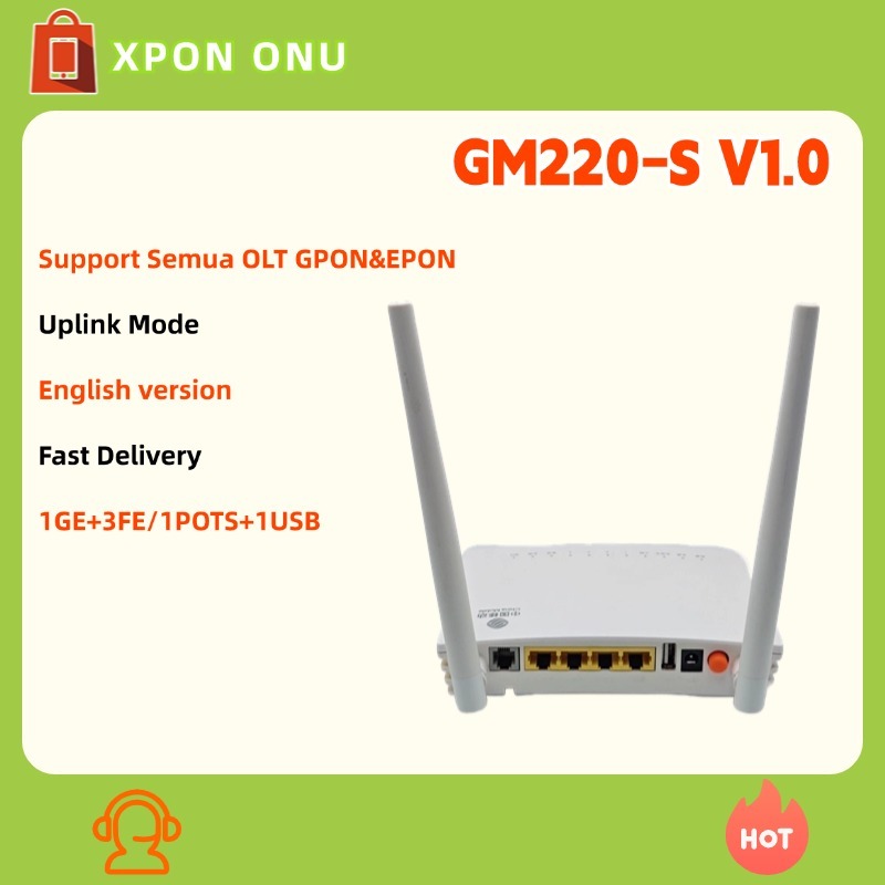 Used GM220-S V1.0 XPON EPON And GPON All ONU Supports Uplink Mode Modem Wifi(Contains Adaptor ...