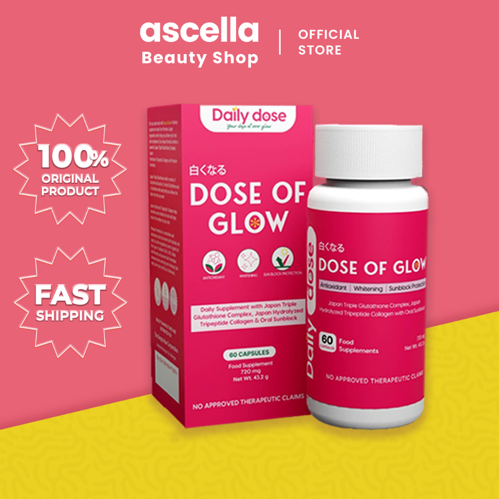 DOSE OF GLOW Glutathione 60 Capsules Daily Dose Anti Oxidant Whitening ...