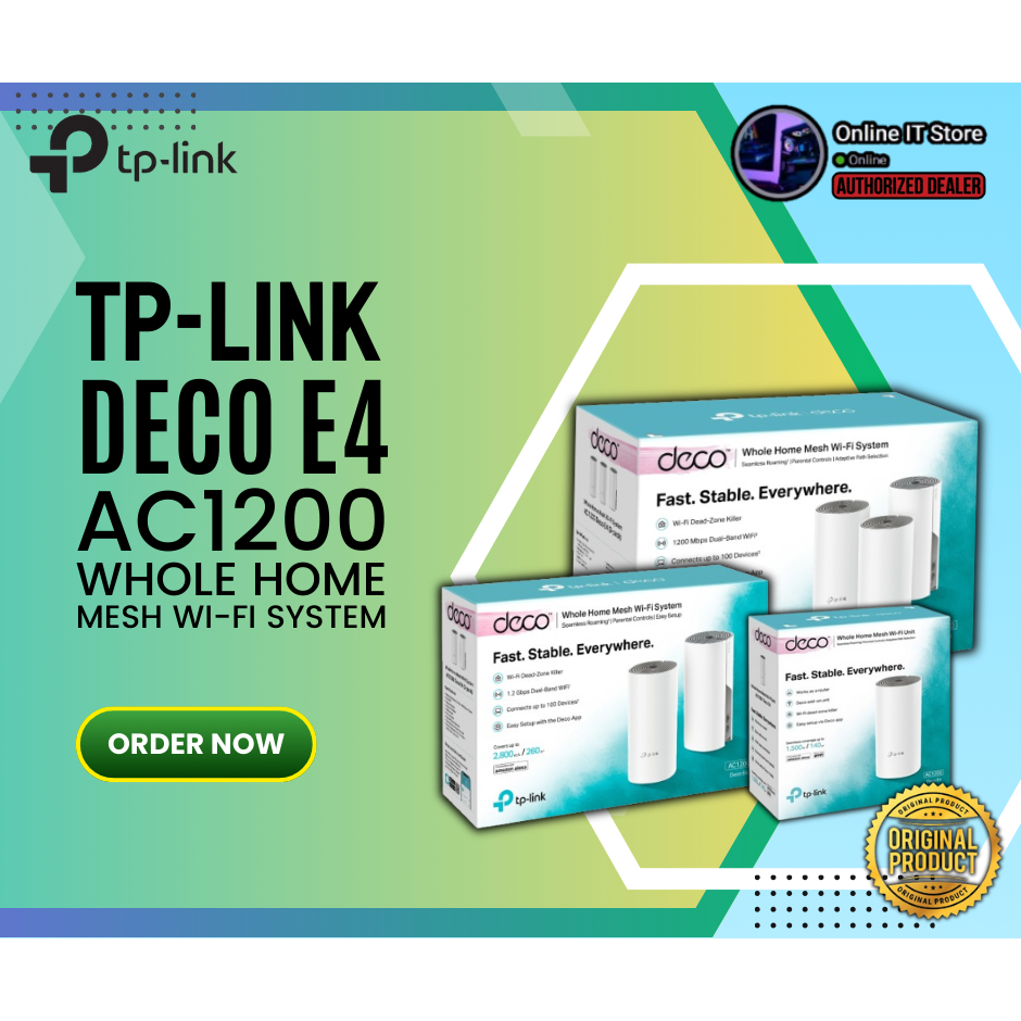 Tp-Link Deco E4 AC1200 Whole Home Mesh Wi-Fi System | Shopee Philippines Tp-Link Deco E4 AC1200 Whole Home Mesh Wi-Fi System | Shopee Philippines