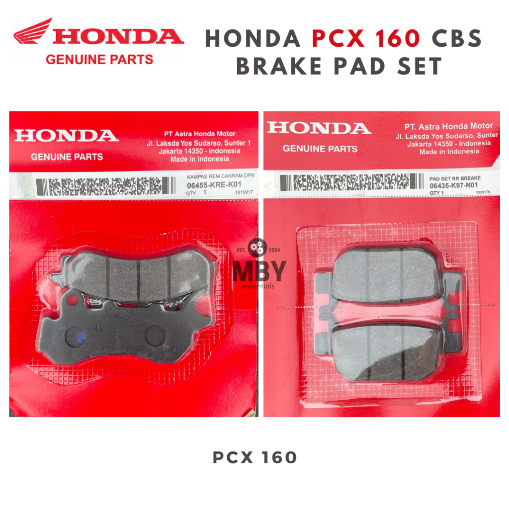 HONDA PCX 160 HONDA 160 CBS BREAK PADS SET FRONT AND REAR GENUINE PARTS ...