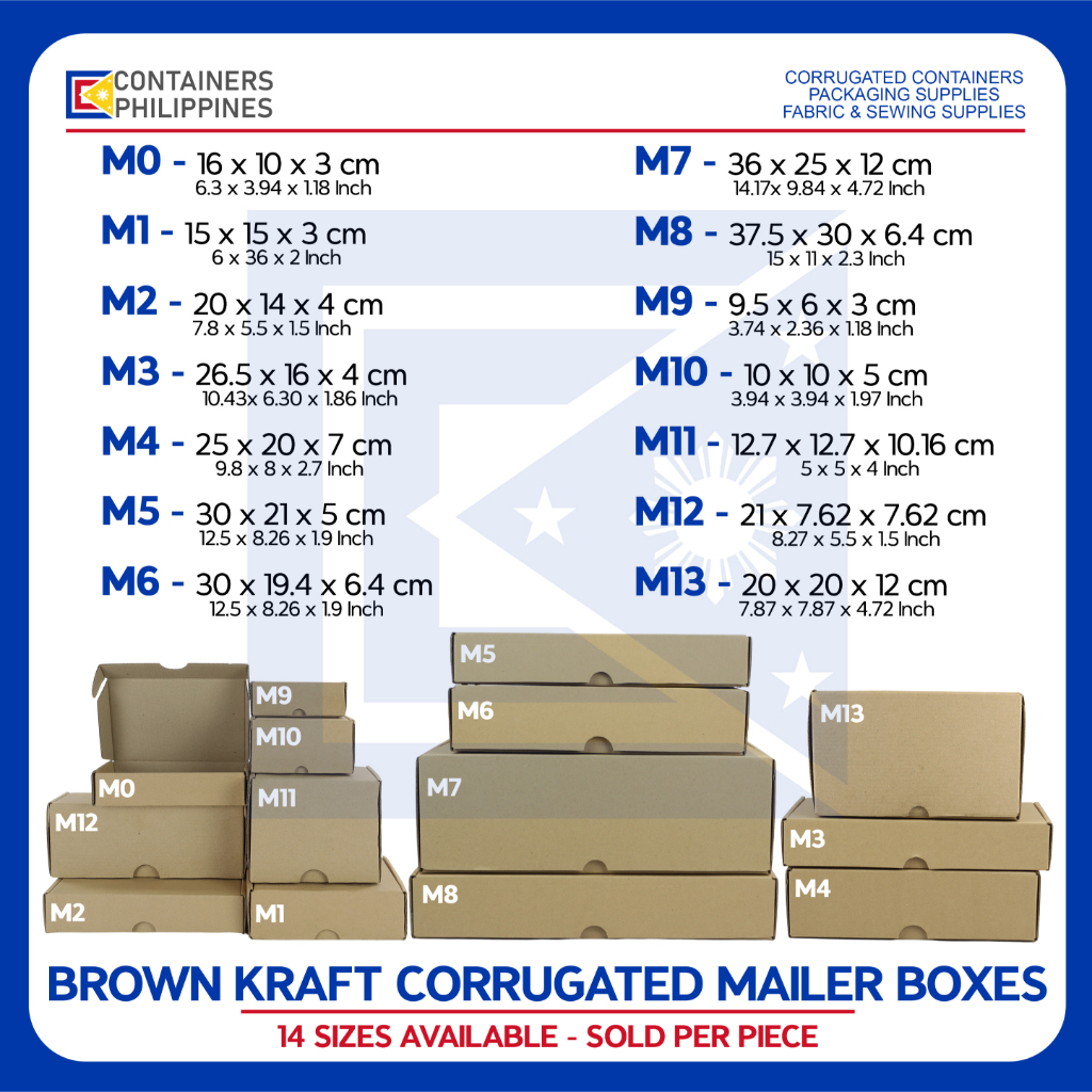 CONTAINERS.PH M-Mailer Box Corrugated Mailer Brown Kraft Box Packaging Shipping Gift Box 14 ...