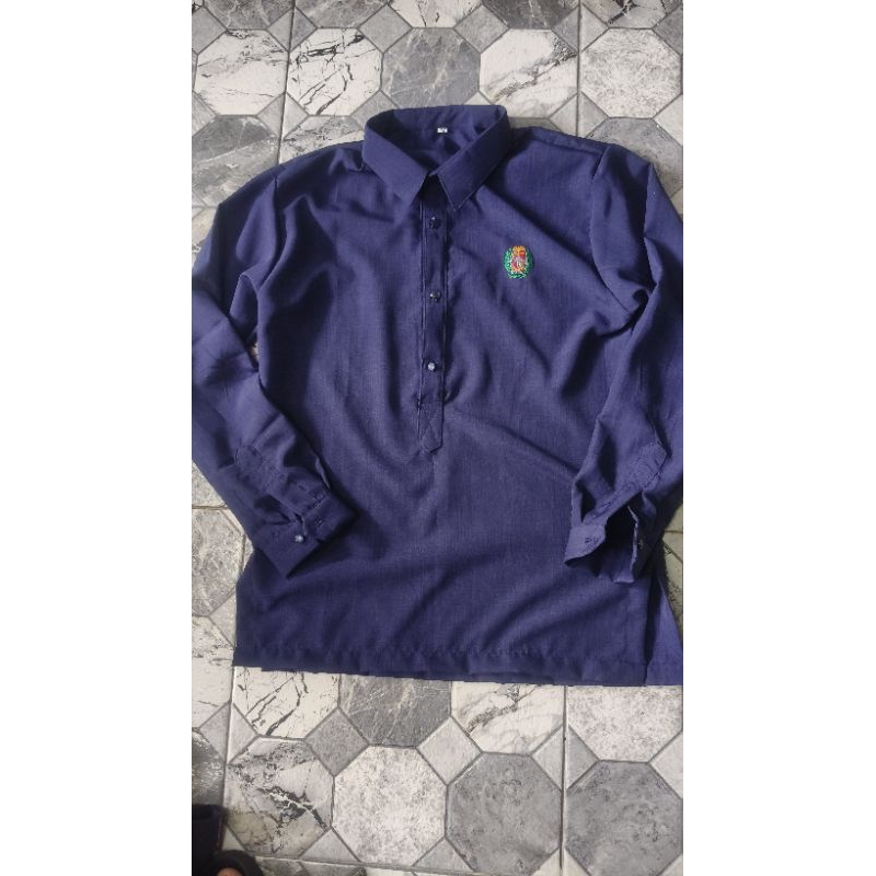 Polo barong navy blue with patches | Shopee Philippines