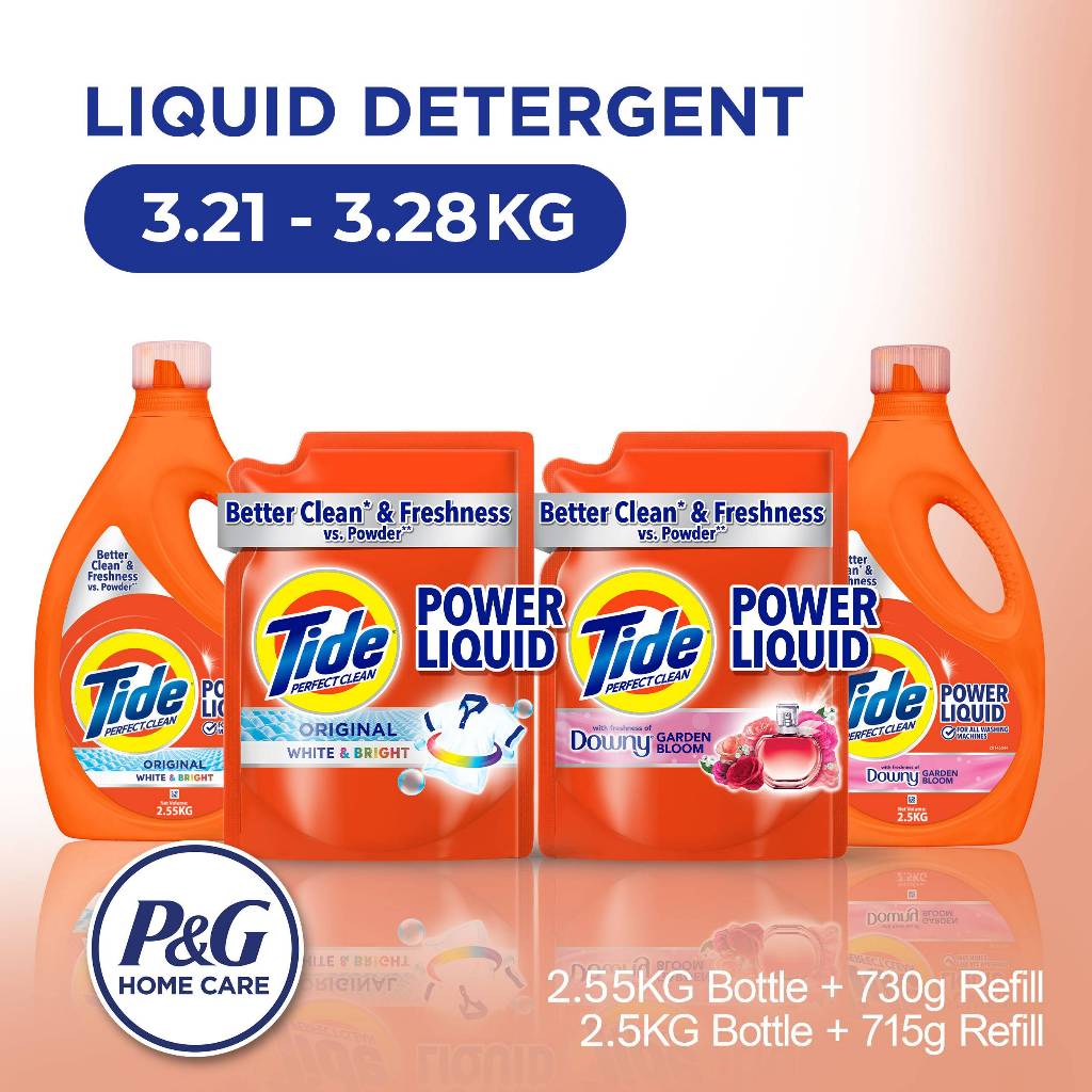 Tide Liquid Detergent Original White Garden Bloom 2.5KG+715g - 2.55KG+730g Bottle Refill (Fresh ...
