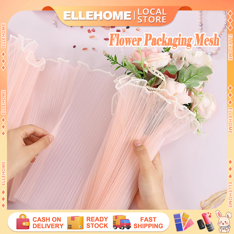 Flower Packaging Mesh Pearl Wrinkled Wavy Net Yarn Flower Wrapping Mesh ...