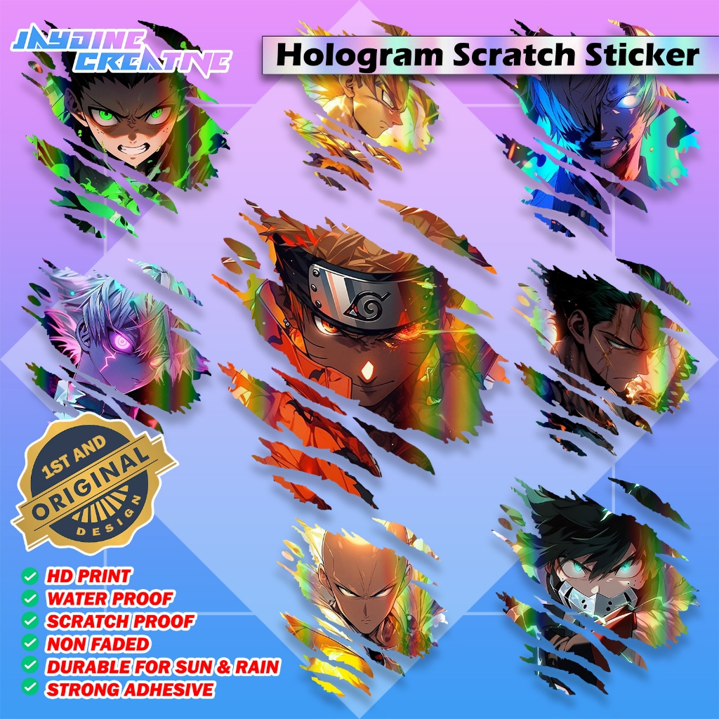 Holographic All Anime Set 1, Scratch Design Sticker Indoor Outdoor ...