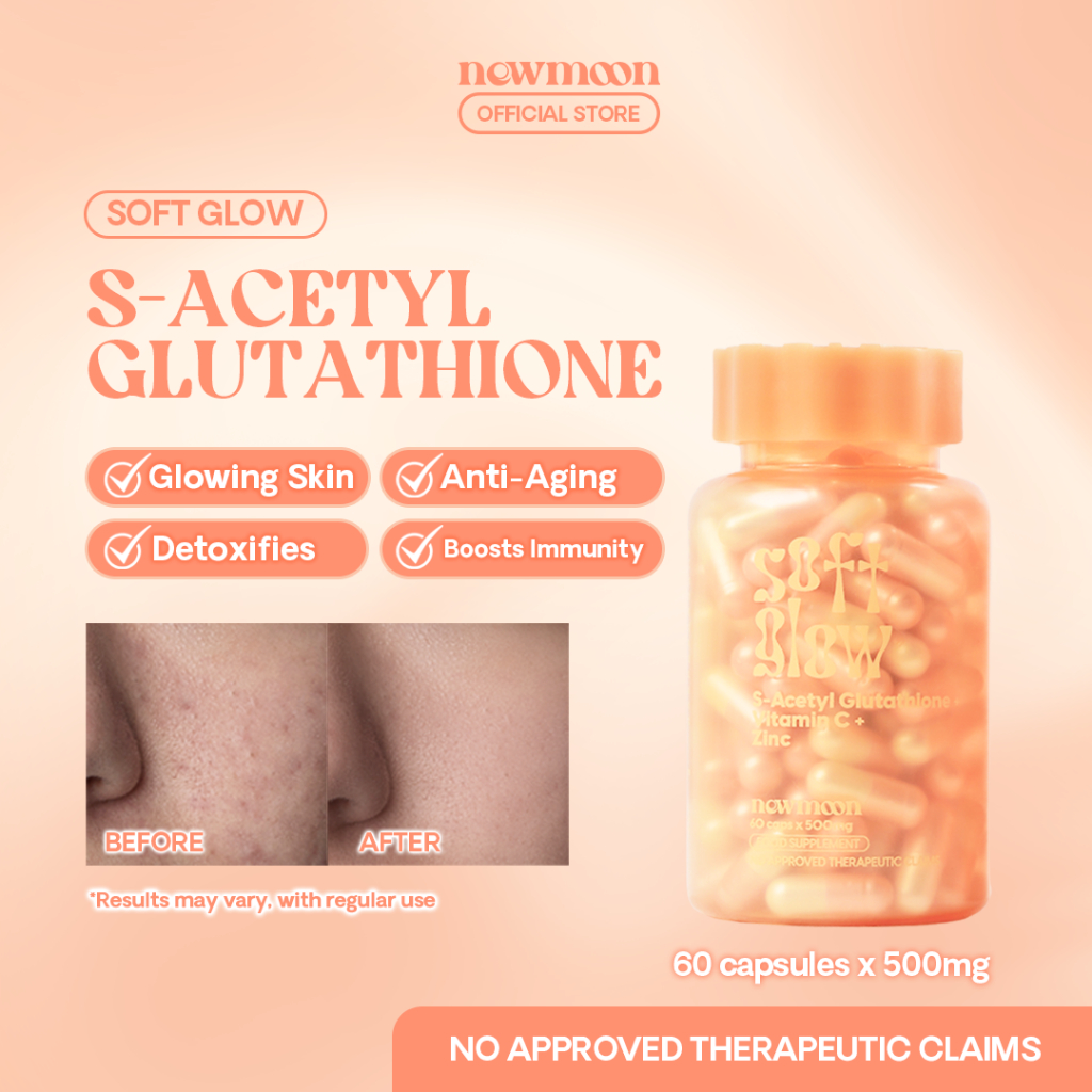 NEW MOON 500mg S-Acetyl Glutathione, Collagen & Vitamin | Glowing ...