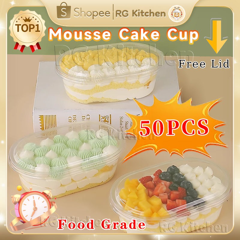 50PCSFood grade transparent cake box lid/tiramisu box/mousse box/500ml ...
