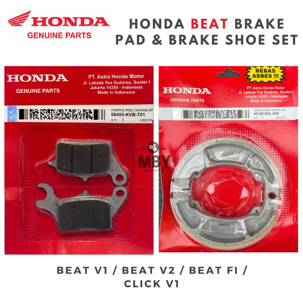 Honda beat V1 v2 Brake Pad and Brake Shoe Set Click V1 / Beat v1 / Beat ...