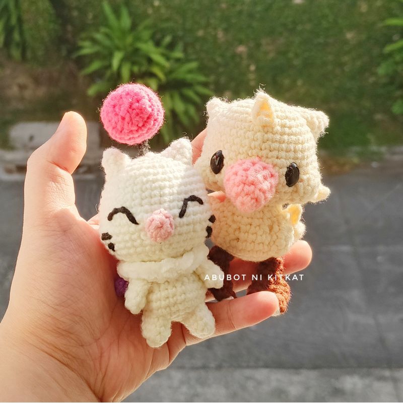 Handmade crochet Final Fantasy Moogle and Chocobo amigurumis • Keychain ...