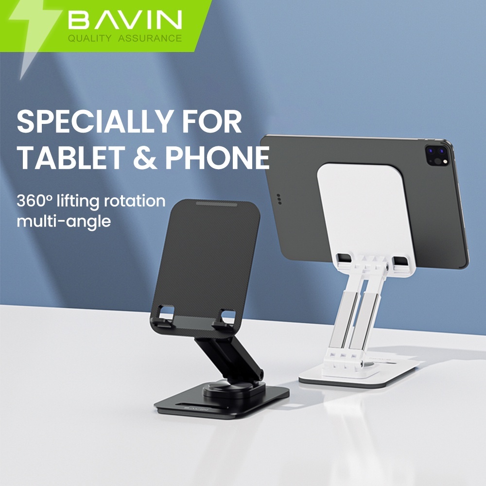 BAVIN PS16 Multi-Functional Foldable Metal Stand 360° Adjustable, Stable Phone & Tablet Holder ...