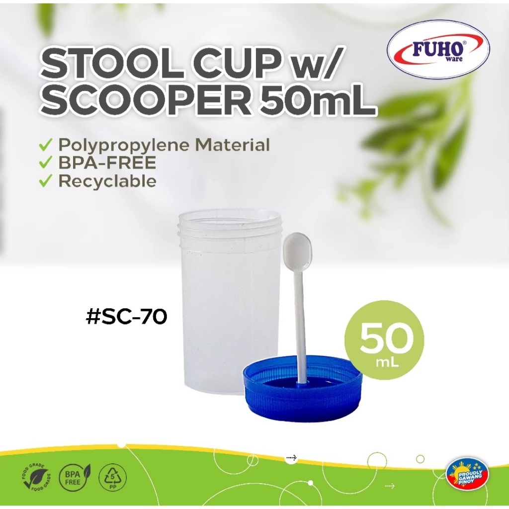 25 pcs FUHO Specimen container Stool Cup with Spoon #SC-70 | Shopee ...