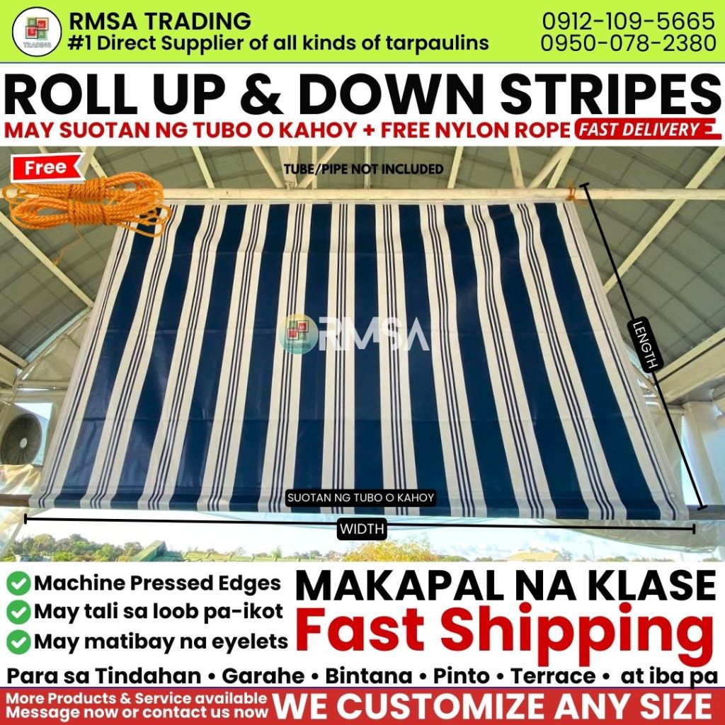 48"x78 Inches "CS" STRIPES ROLL UP ROLL DOWN HIGH QUALITY | ORIGINAL GM YAMARU BRAND 100% ...
