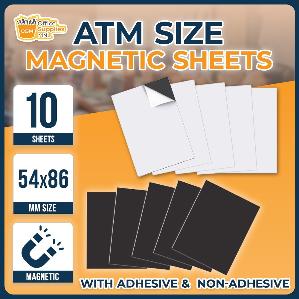 10pcs Magnetic Sheet ATM Size with Adhesive | Ordinary Pre Cut Rubber ...