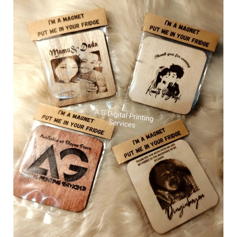 Personalized Square Wooden Ref. Magnet | Shopee Philippines