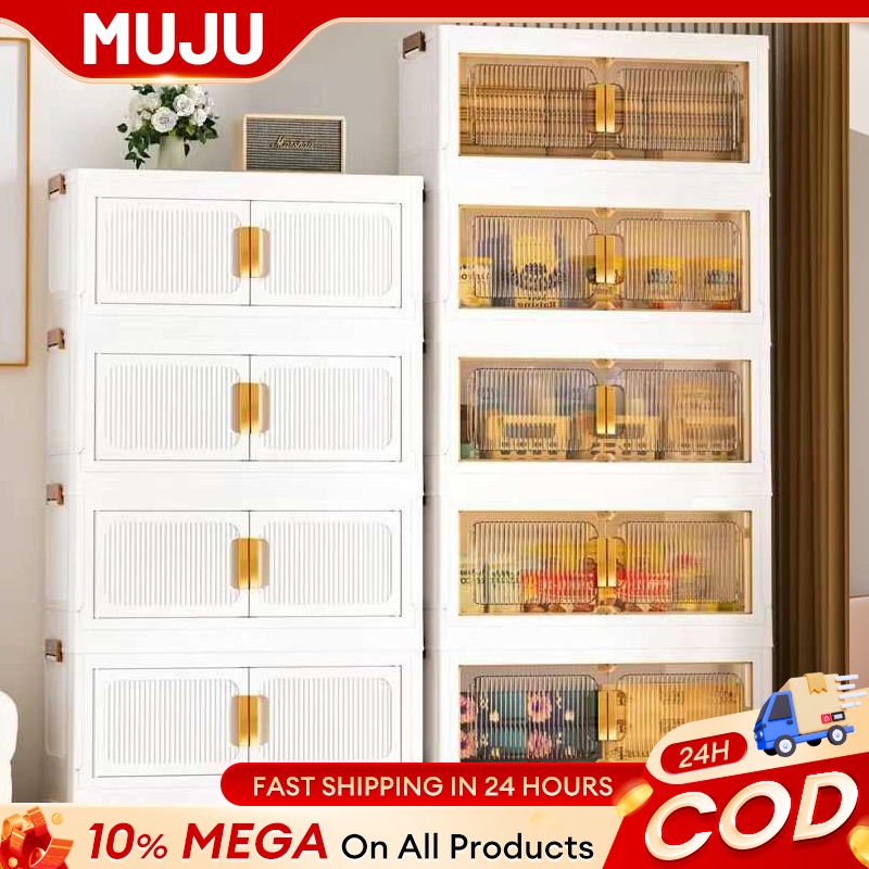 MUJU Foldable Storage Cabinet With Wheels Durabox Plastic Wardrobe ...