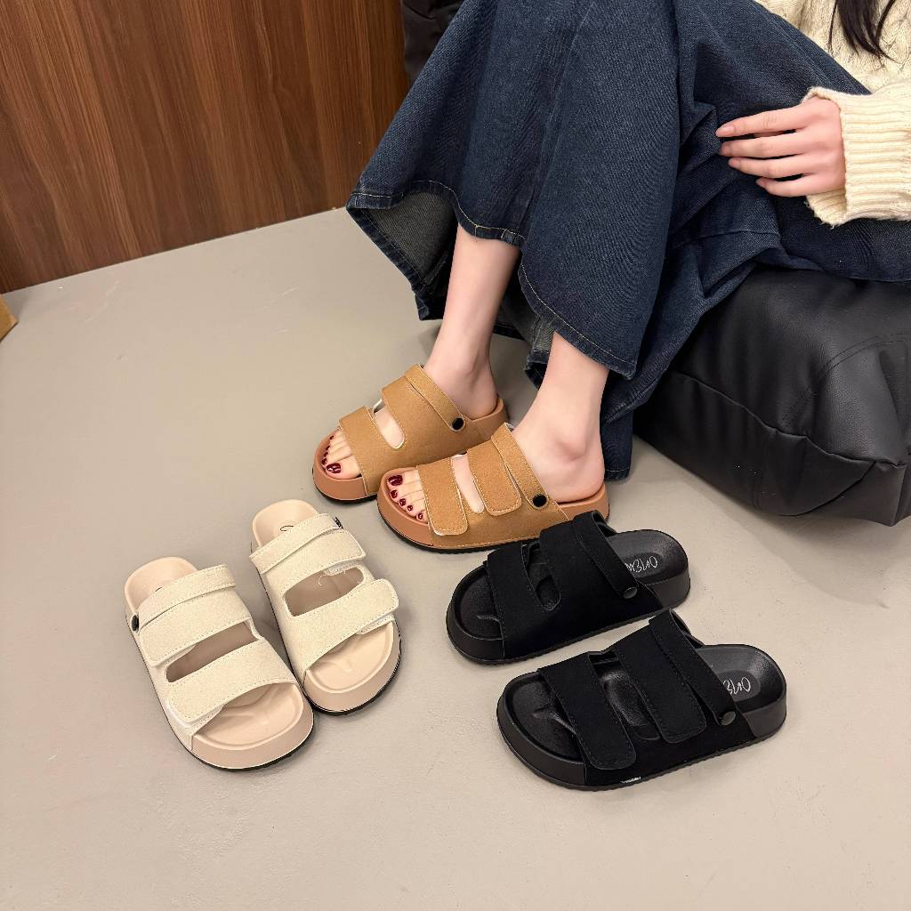 ONEW Korean fashion shoes thick-soled one-strap beach sandals for women ...