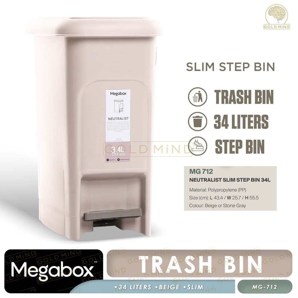 Megabox Neutralist Trash Bin / Basurahan / Slim Type ( Step & Swing ...